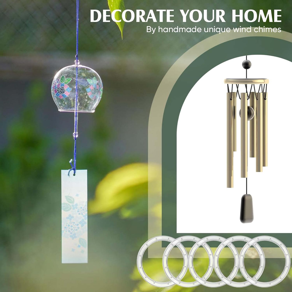 20 Pieces Wind Chime Supplies DIY Top Circles of Wind Chime Kit with 2 ...