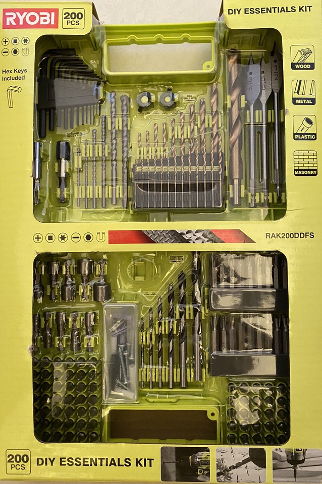 RYOBI 200 Pcs DIY HOME ESSENTIAL KIT RAK200DDFS HEZ KEY INCLUDED | eBay