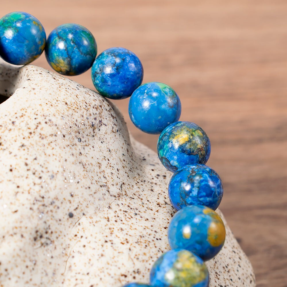 Natural Azurite 8mm Beads Malachite Healing Gemstone Stretch Bracelet ...