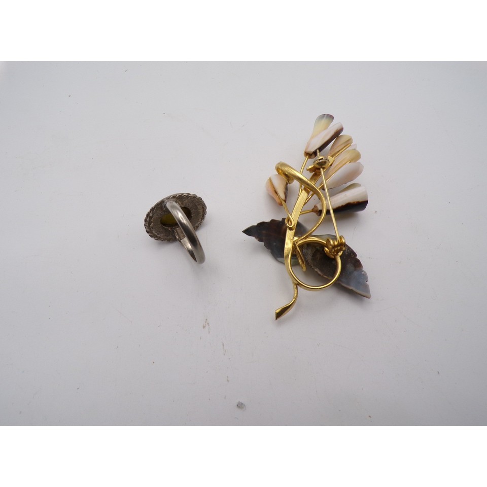 Vintage Flower Brooch Ring Set, Floral Bouquet Jewelry, Costume ...