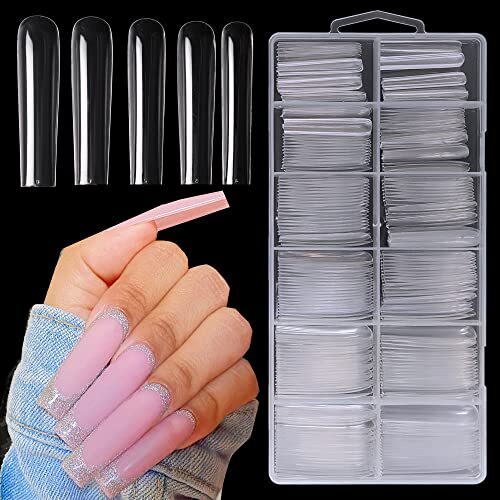 Gel x Square Nail Tips 240pcs 3XL Extra Long Tapered 3XL Full Cover ...