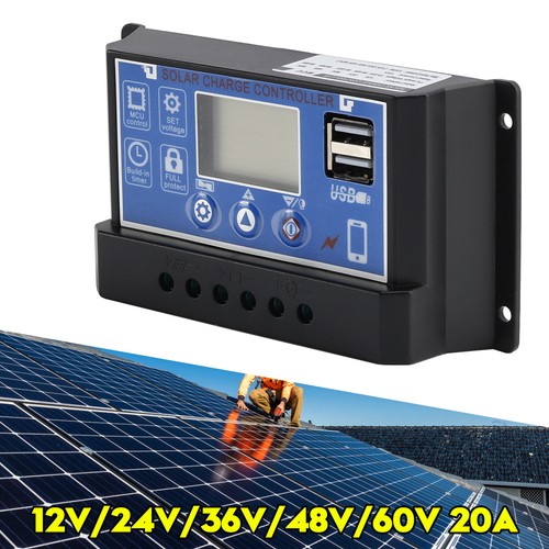 20A PWM Solar Controller Mobile APP Intelligent Control 12V-60V Solar ...