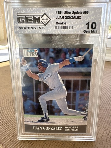1991 Fleer Ultra Update #U-55 Juan Gonzalez Rookie PSA 9 Mint Texas ...