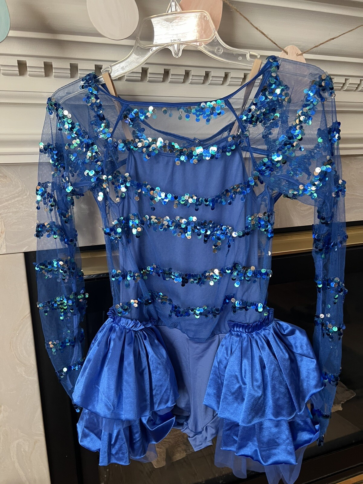 Weissman Dance Costume adult small Blue Sequin Unitard | eBay
