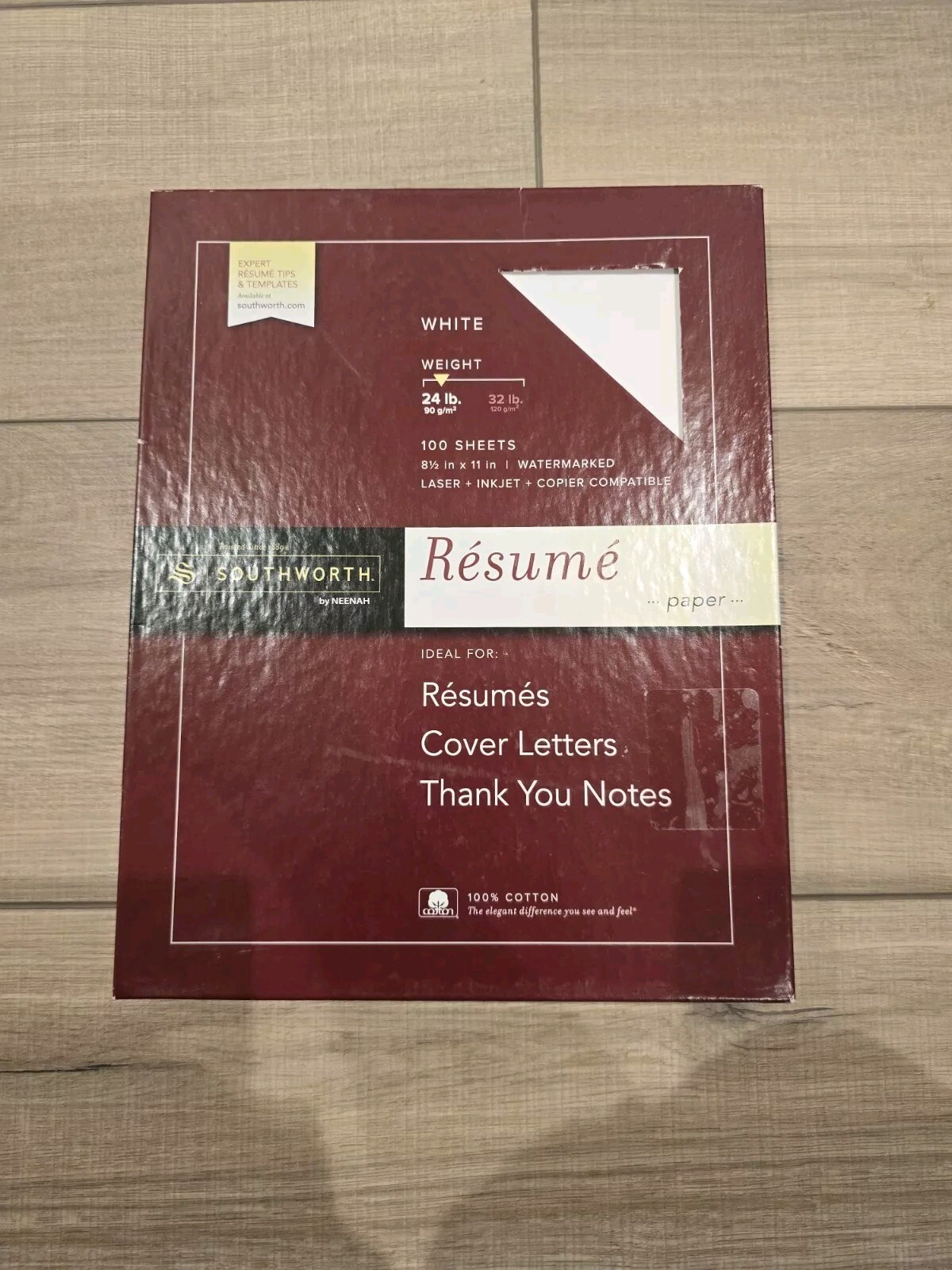 Southworth 100% Cotton Resume Paper Ivory, 24lb, 8 1/2 x 11, Wove, 85 ...