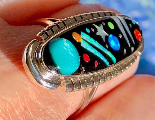 STRIKING Knuckle Long Cool NASA ring Ladies 8 Opal Turquoise Mars Comet *VIDEO* | eBay