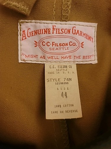 Vtg CC FILSON USA Men’s 44 L XL #65 Tin Cloth Waxed Oiled Duster Coat ...