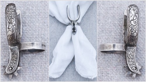 Sterling Silver Western Cowboy Spur Square Dancing Bandana Scarf Slide ...