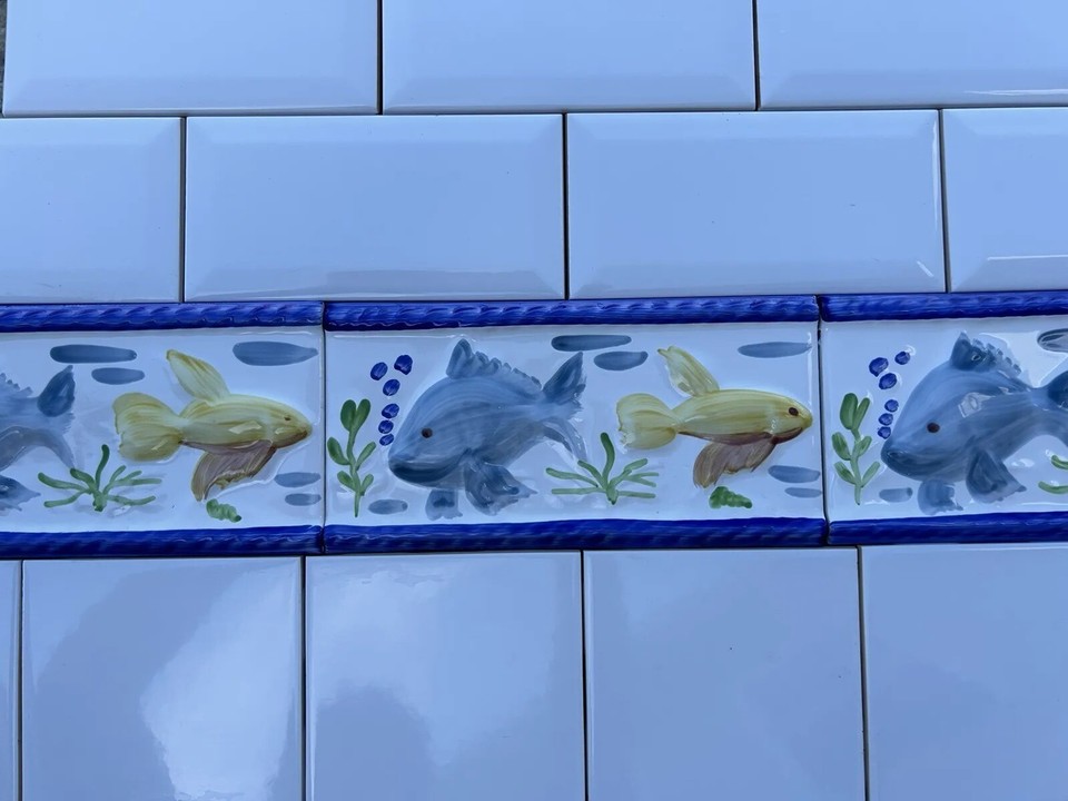 4" X 8" Tile Fish Aquarium Borders Imported From Spain Bathroom Tile | eBay