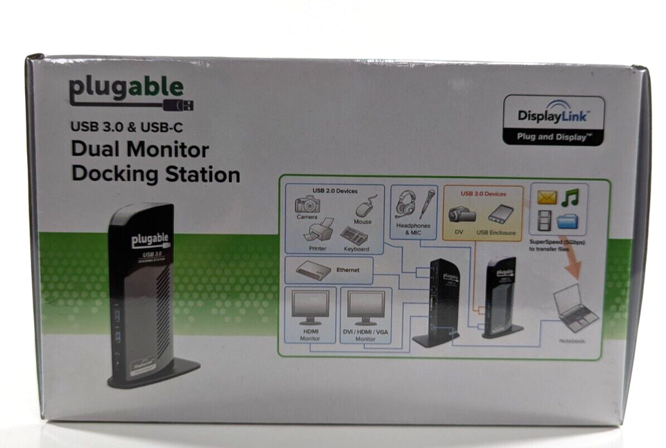 DisplayLink Plugable UD-3900 USB 3.0 Universal Docking Station for ...