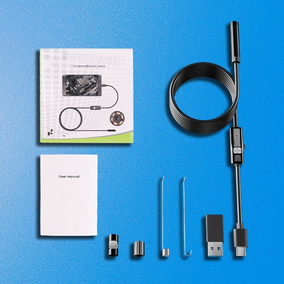 Borescope Inspection Tool with Type C 1080p HD 6 LEDs for Pipe Auto ...