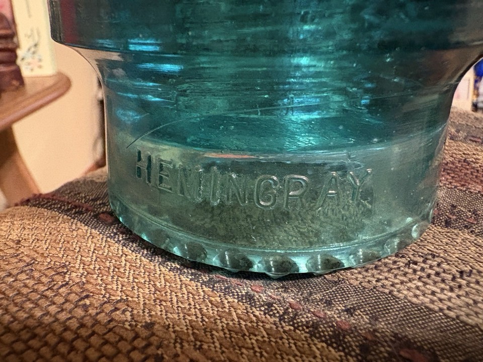 GREAT BLUE AQUA CD 257 HEMINGRAY MICKEY MOUSE STYLE GLASS INSULATOR ...