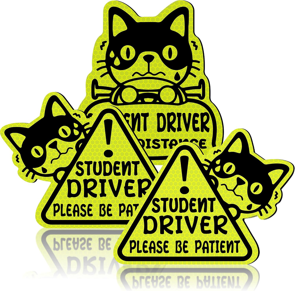 Set of 3 Reflective Student Driver Magnet for Car New Driver Sticker ...