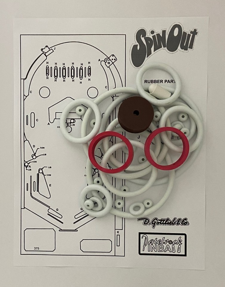 1975 Gottlieb Spin Out Pinball Machine Rubber Ring Kit | eBay