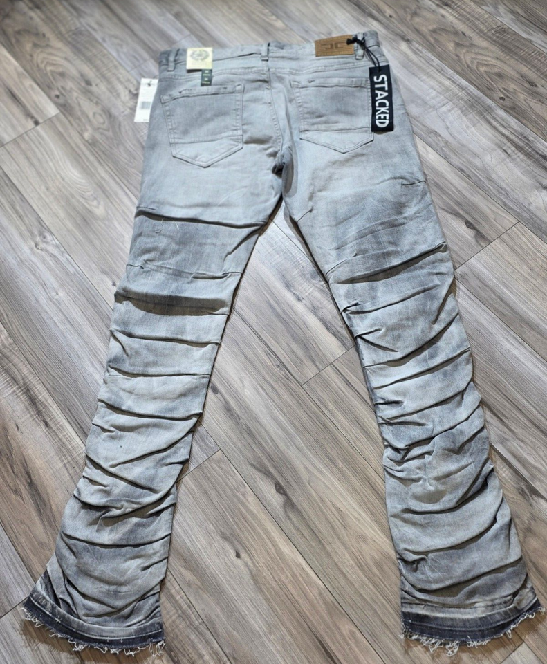 Jordan Craig Martin Stacked Ripple Effect Distressed Jeans (Artic Grey ...