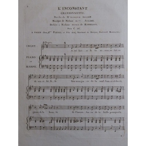 ALLART Ag. L'Inconstant Chant Piano ou Harpe ca1820 | eBay
