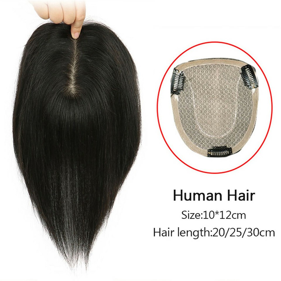 Hand Tied 100% Human Hair Topper Clip on Wiglet Hairpiece 10x12cm ...