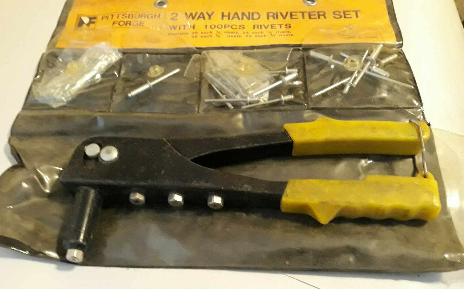 2 way hand riveter set used to Insert Pop Rivets/handles 4 different ...