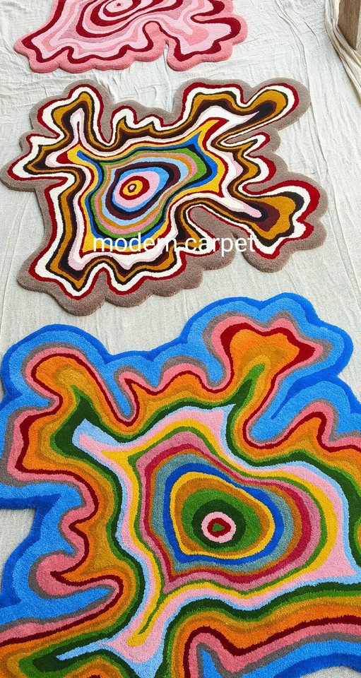 Psychedelic Irregular Rugs Handmade 100% Woolen Hand Tufted For Home ...