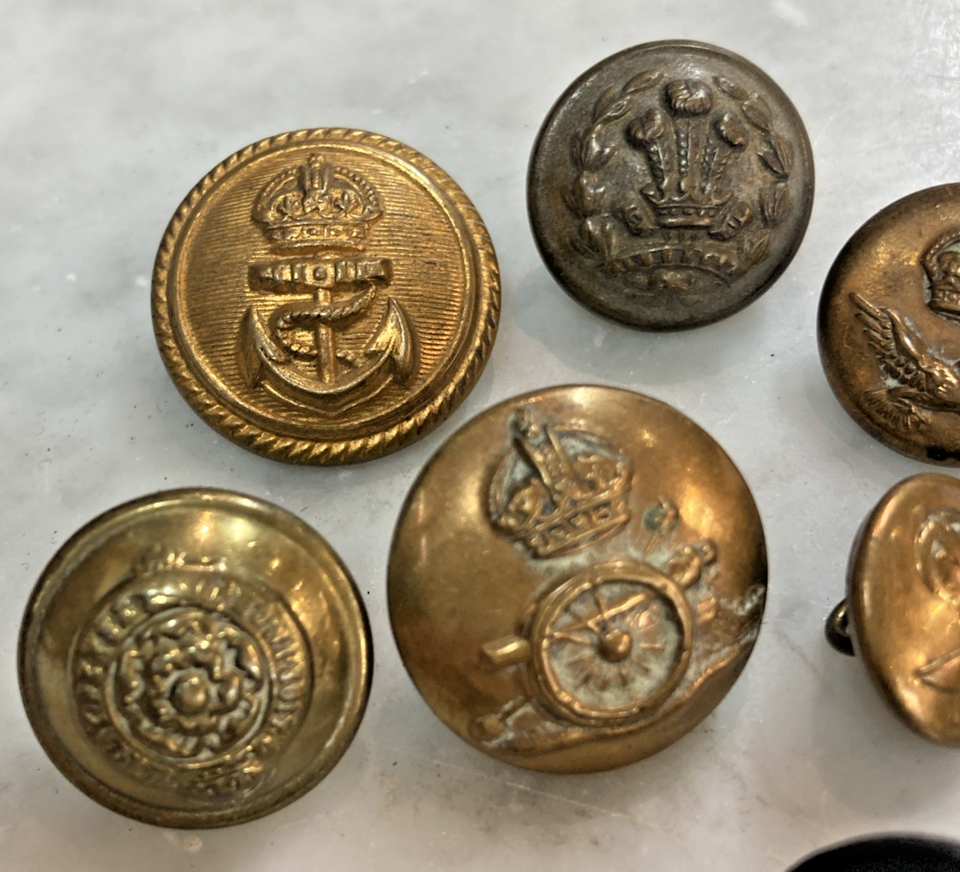 MILITARY BRASS BUTTONS UNIFORM ROYAL HORSE GUARDS AIRFORCE ARTILLERY ...