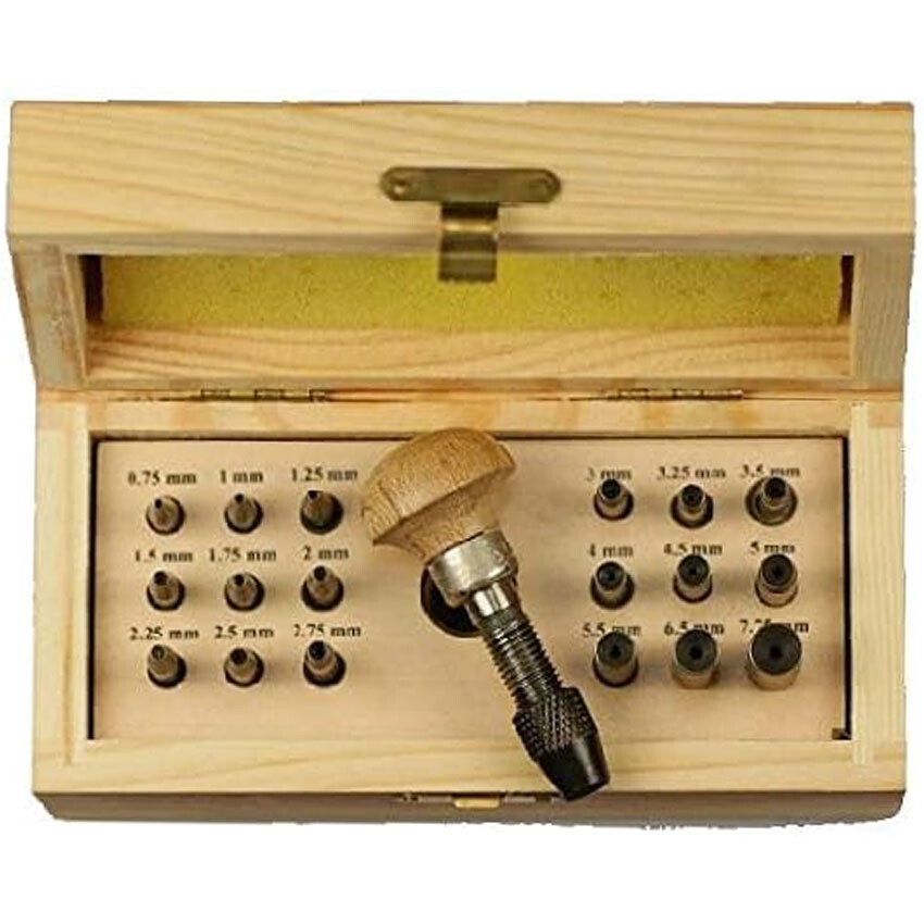 Bezel Setting Tools Punch Set with 18 punches in Wood Box sizes 0.75mm ...
