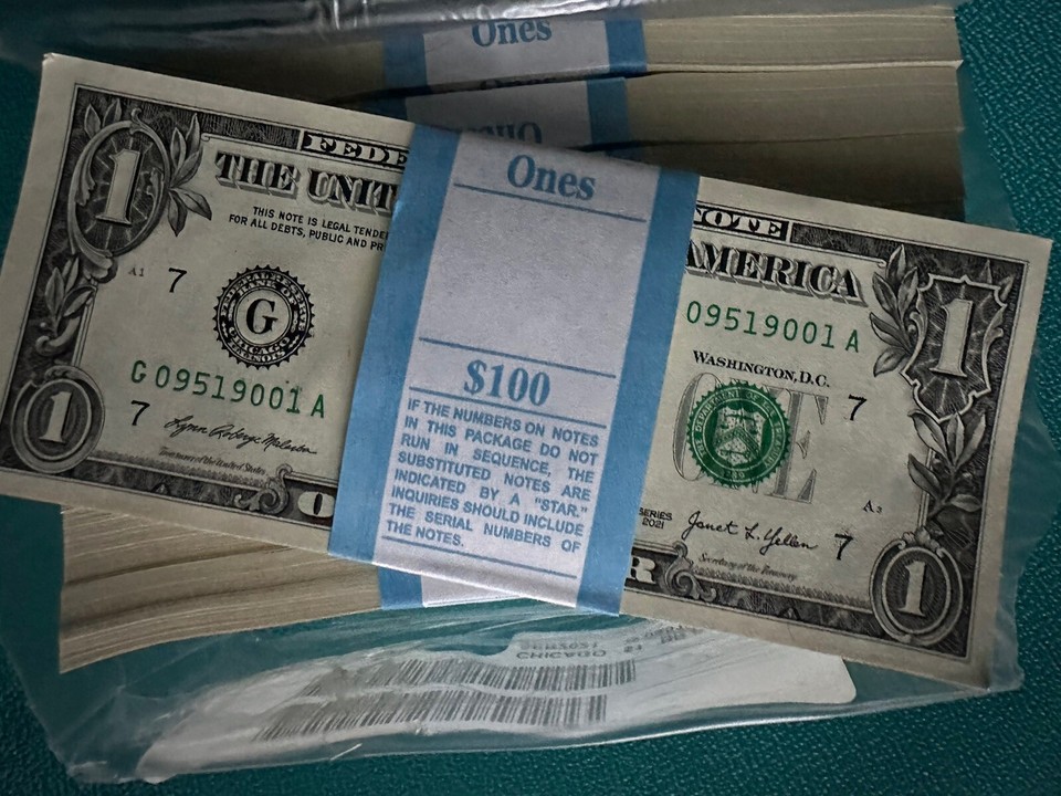 One Stack - 2021 ONE DOLLAR $1 Notes CRISP UNCIRCULATED from BEP PACK ...