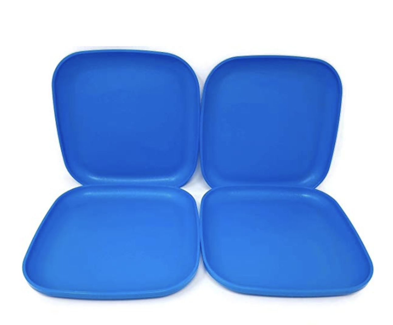 Tupperware Plates Set of 4 Luncheon Size 8" / 20cm Square Sapphire Blue ...