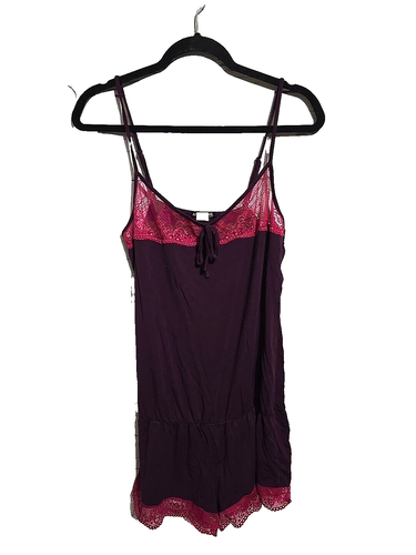 Adore Me Purple Floral Lace Trim Nightie Sleepwear Romper Womans Size ...