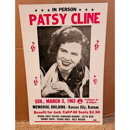 Vintage 1963 Poster - Concert Patsy Cline - Memorial Building Kansas ...