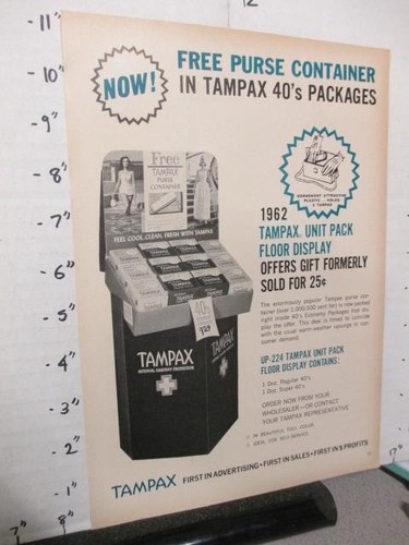 trade magazine ad grocery store 1962 TAMPAX tampon store display | eBay