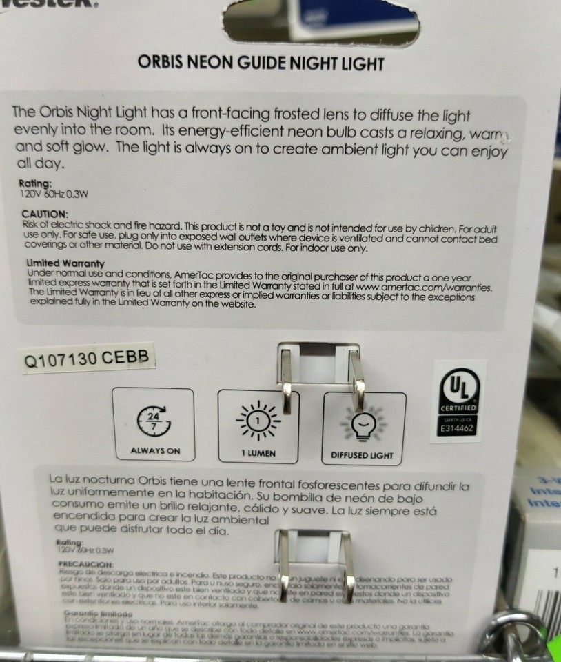 Neon Night Light Continuous On Orbis Guide Lights Great for bathrooms ...