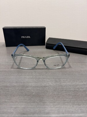 Prada VPR 10V 325-1O1 54mm Clear Blue Cat Womens Eyeglasses Frames ...