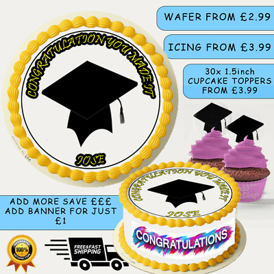 PERSONALISED 8" Graduation edible cake Quality Icing Print | eBay
