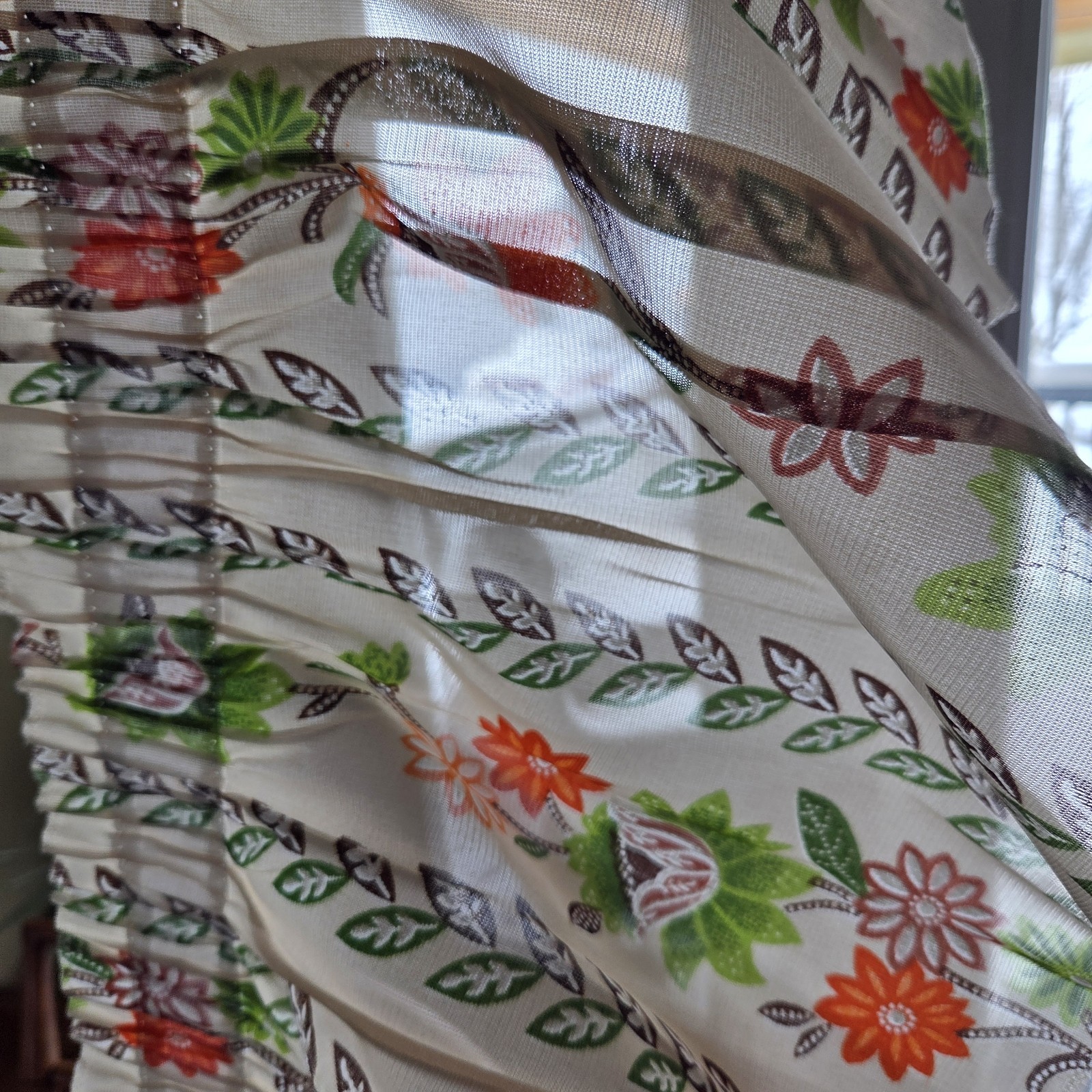 Montgomery Ward Floral Medley Curtain Valance Pair, Vintage Boho