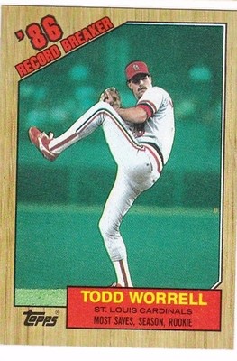 CARDINALS TODD WORRELL 1987 TOPPS '86 RECORD BREAKER ROOKIE SAVES #7 | eBay