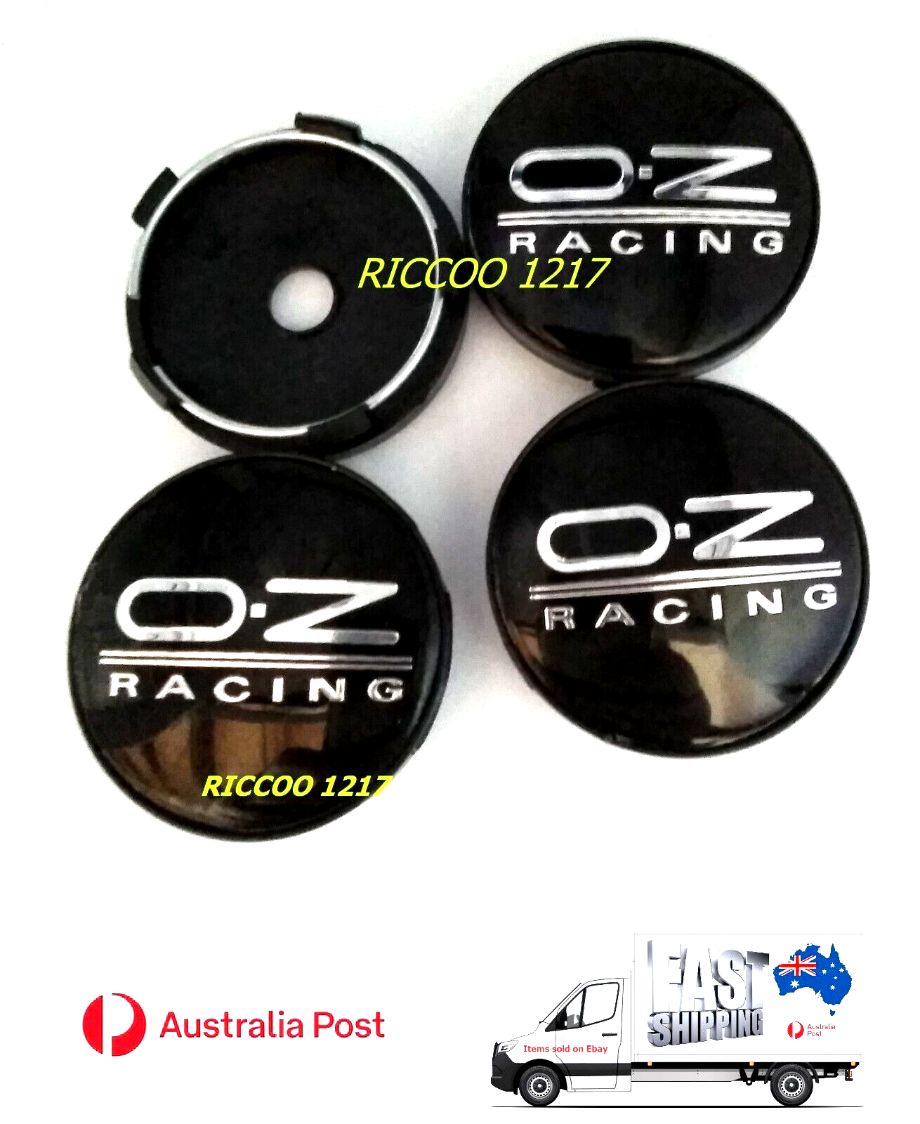 60mm wheel caps OZ racing x 4 black suit alloy wheels black caps 56mm ...