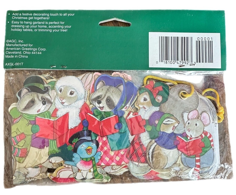 VTG American Greetings Christmas Woodland Animals Rabbits Garland 6 ft ...