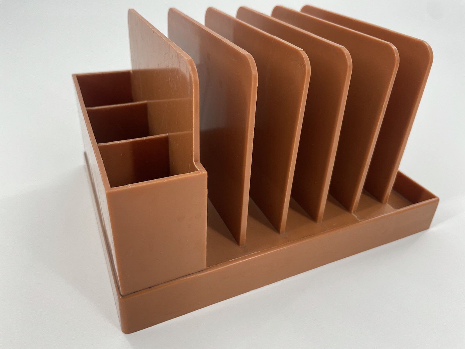 Vintage 1960-70s Max Klein Desk Organizer Atomic V-87 Brown Plastic MCM ...