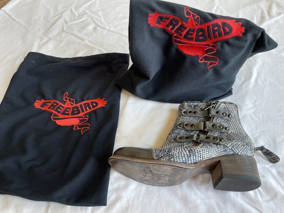 Women Freebird Grecko Boots-Size 8, Gray-toned, Straps, 2" heel ...