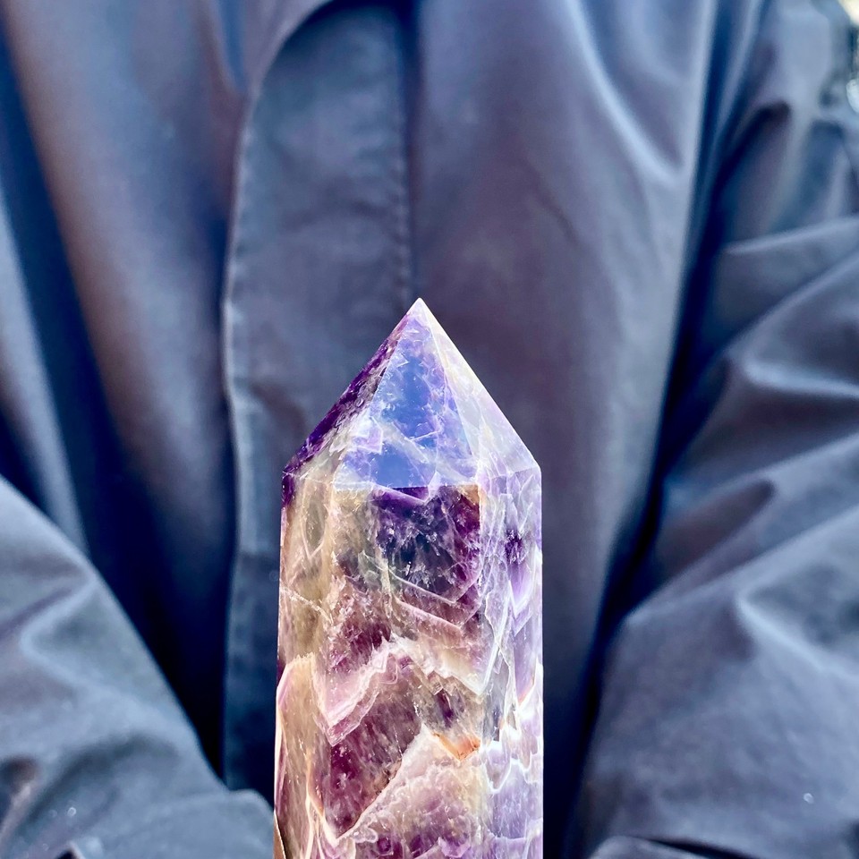 484G Natural Dream Amethyst Crystal Column Magic Wand Obelisk Point ...