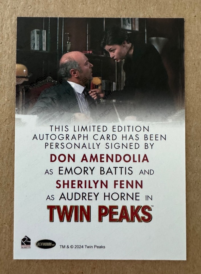 2025 Rittenhouse Twin Peaks Don Amendolia/Sherilyn Fenn Dual Autograph ...