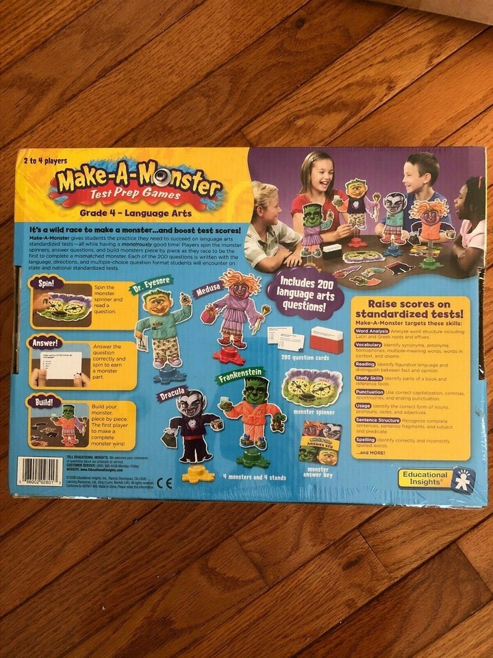 Make a Monster Language Arts Game Grade 4 Learning Childrens Board ...