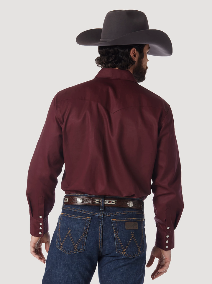 Wrangler Men's Cowboy Cut Firm Finish Western Snap Solid Work Shirt | eBay