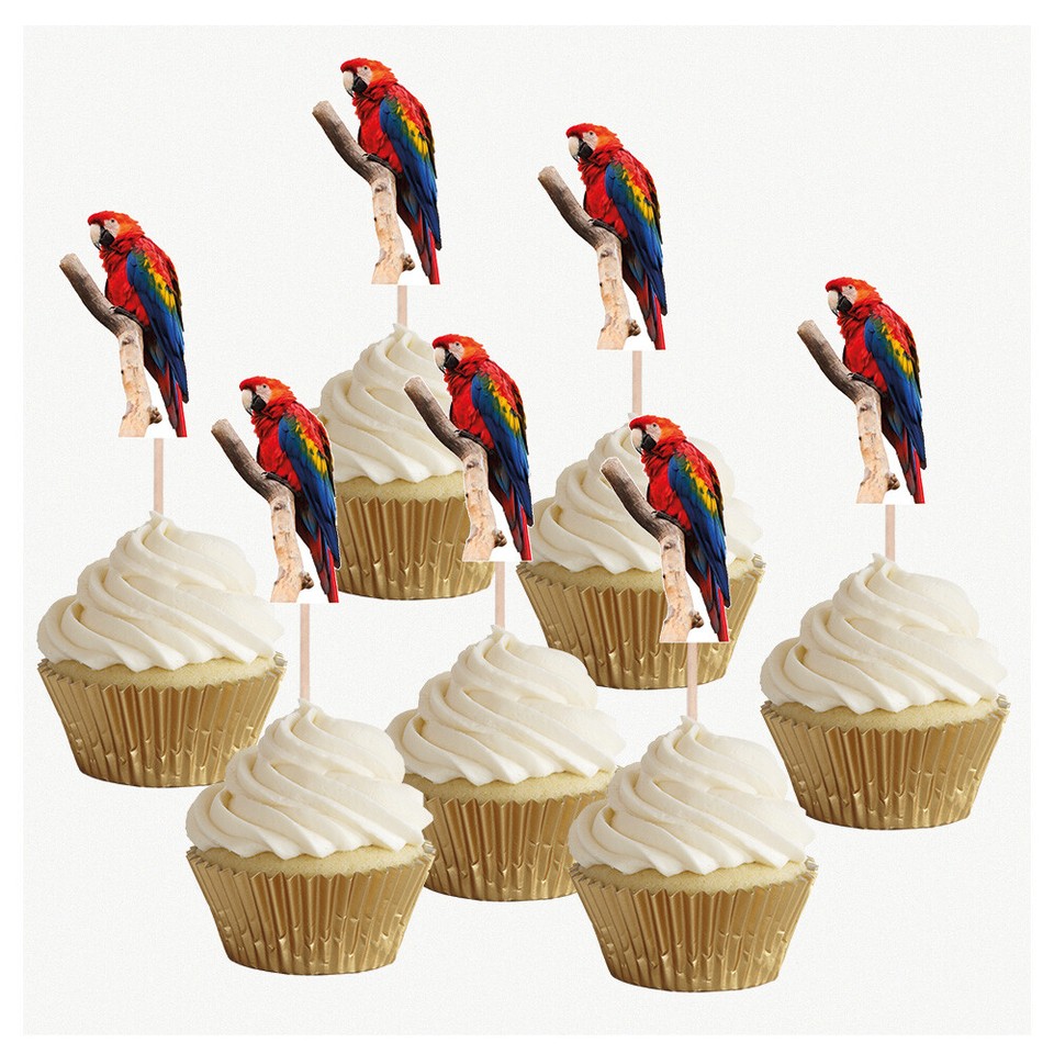 Parrot Bird Birthday Cupcake & Party Food Toppers Decorations Picks 14 ...