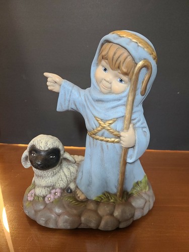 Vintage 1978 Shepherd Boy With Lamb Nativity Figurine Ceramic ...