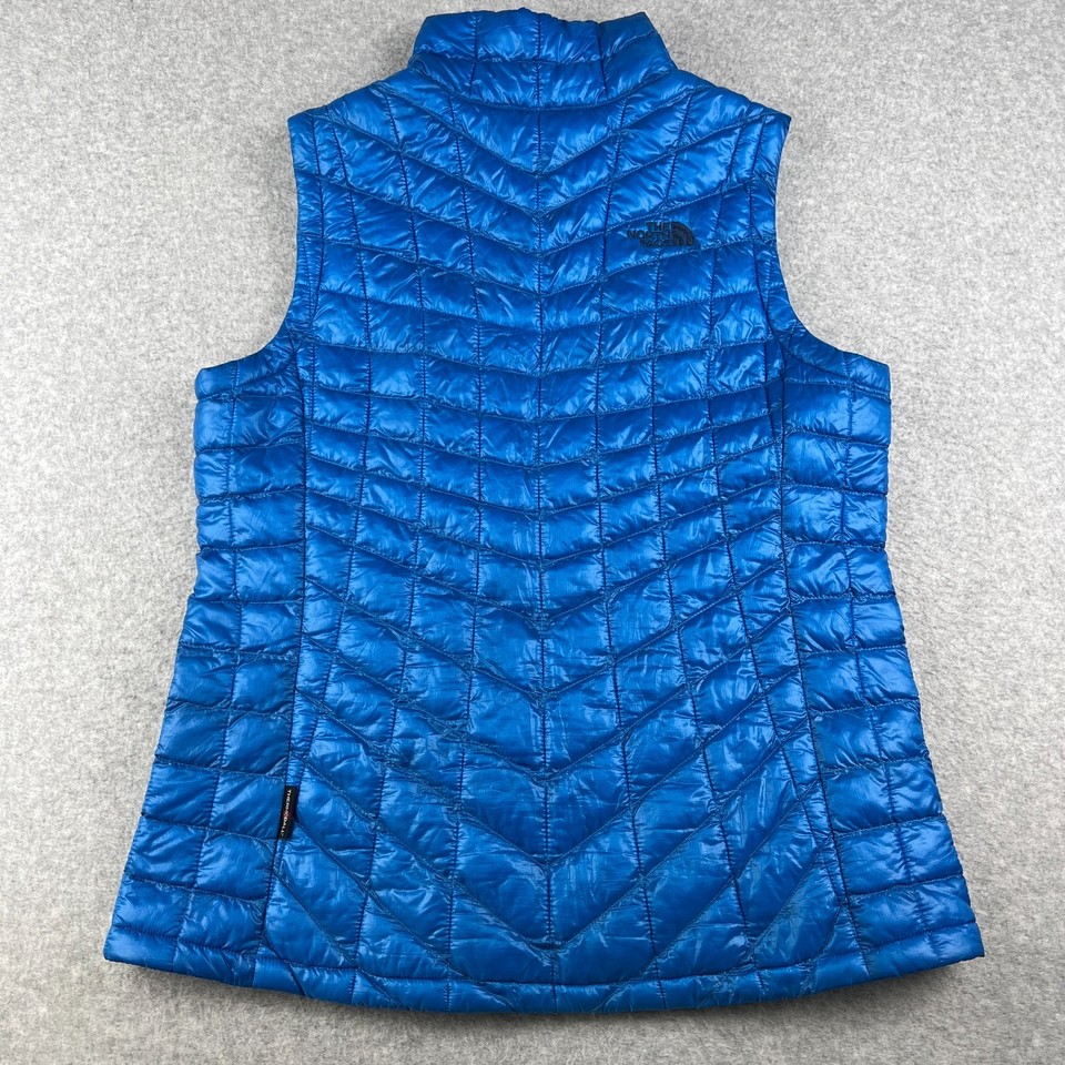North Face Thermoball Vest Puffer Quilted Jacket Medium Womens Blue ...