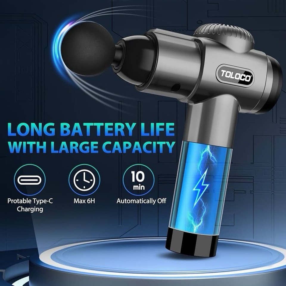 Toloco EM26 Massage Gun for Athletes Deep Tissue Back Massage for Pain ...