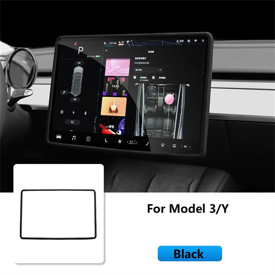 Black Silicone Case Center Console Screen Frame For Tesla Model 3 Y ...