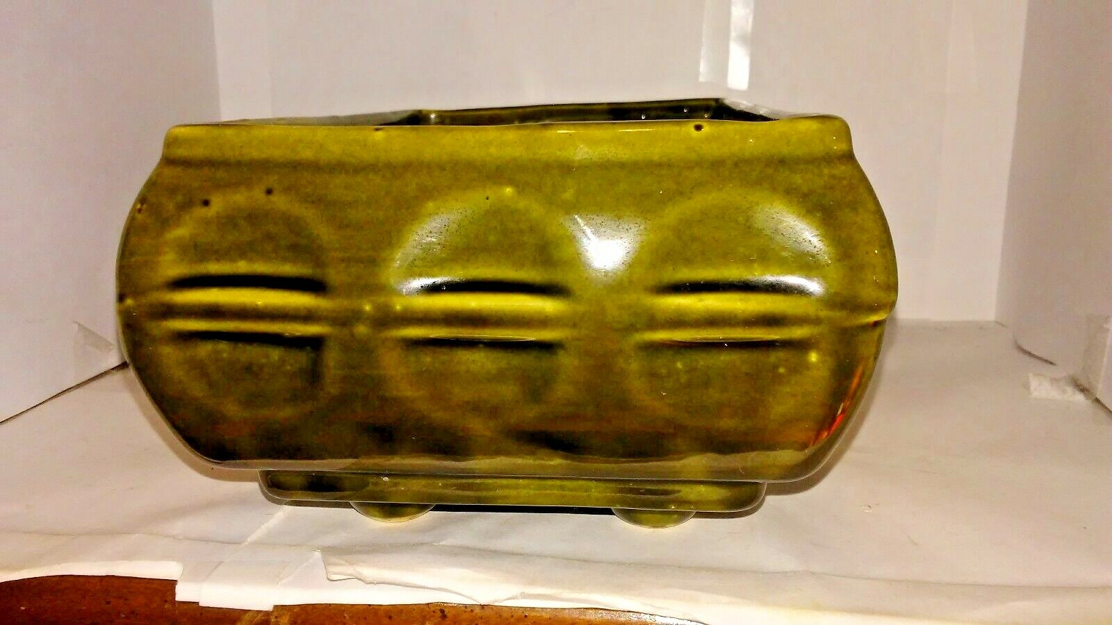 Cookson Pottery USA Green Planter 8in Long CP 558 Footed Ceramic ...