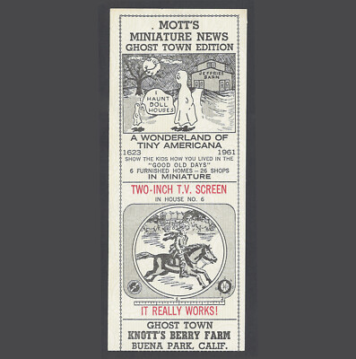 Vintage Knotts Berry Farm Ticket for Motts Miniatures Exhibit in Ghost ...